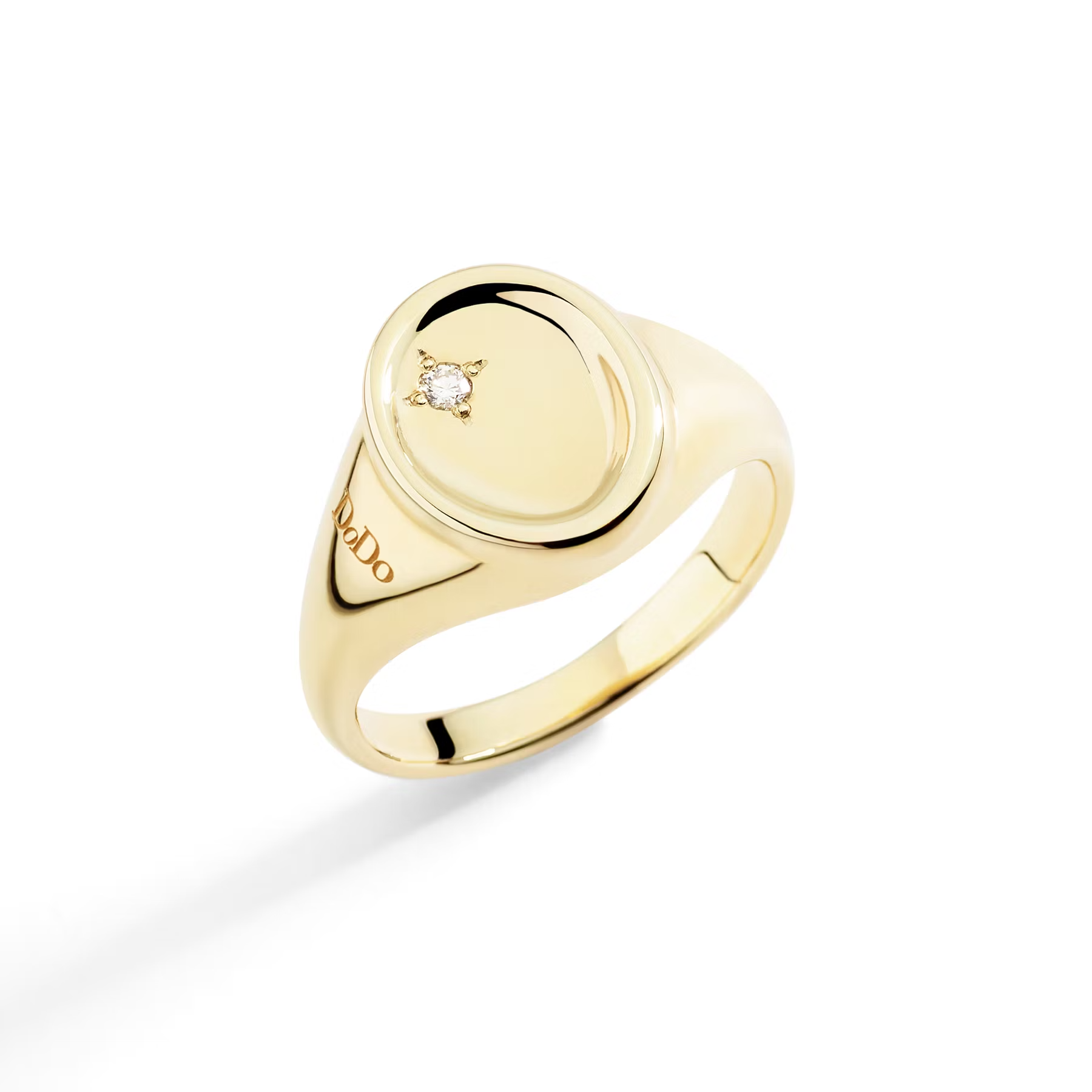 DODO SIGNET RING YELLOW GOLD & WHITE DIAMOND DAC5000-SIGNE-DB09G ...